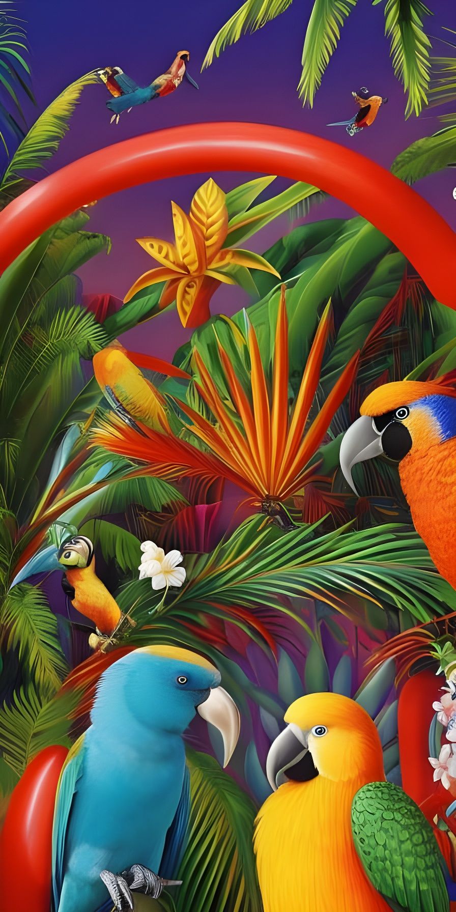 Parrot pals in paradise - AI Generated Artwork - NightCafe Creator