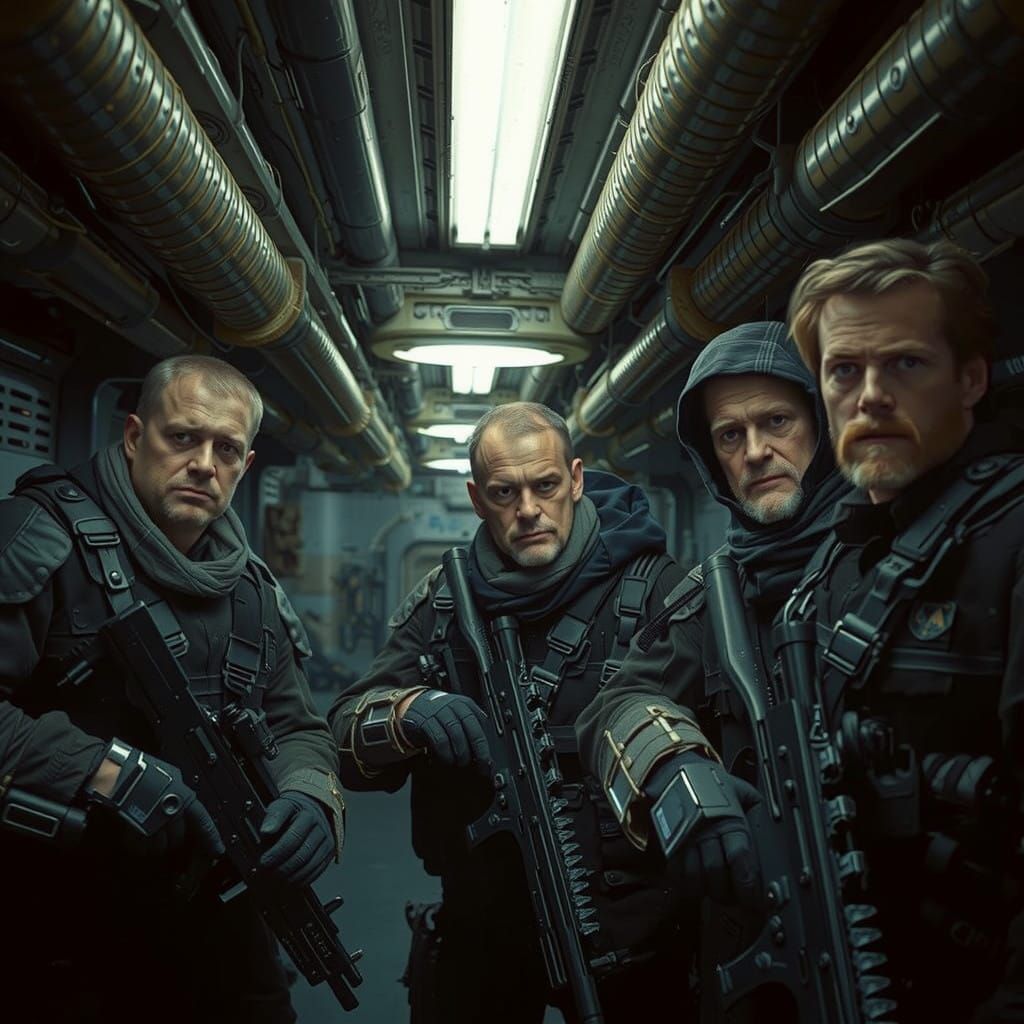 Battle-Ready Mercenaries in a Gritty Sci-Fi Space ... - AI Art