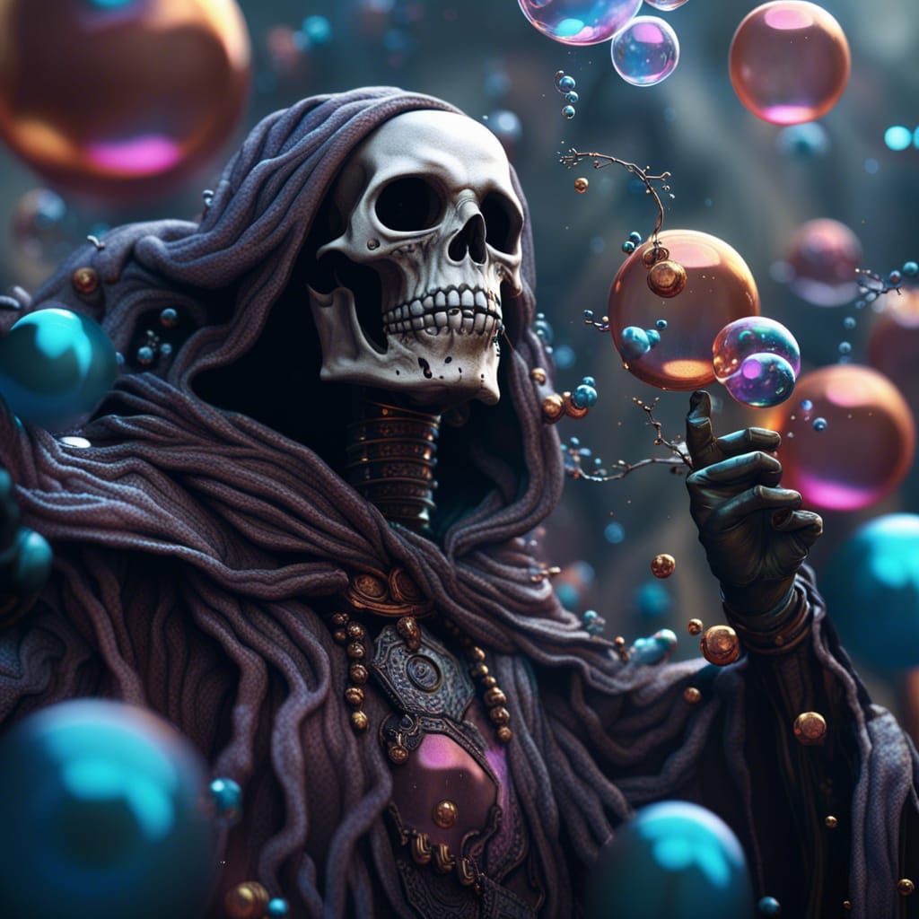 Death blowing bubbles - AI Generated Artwork - NightCafe Creator