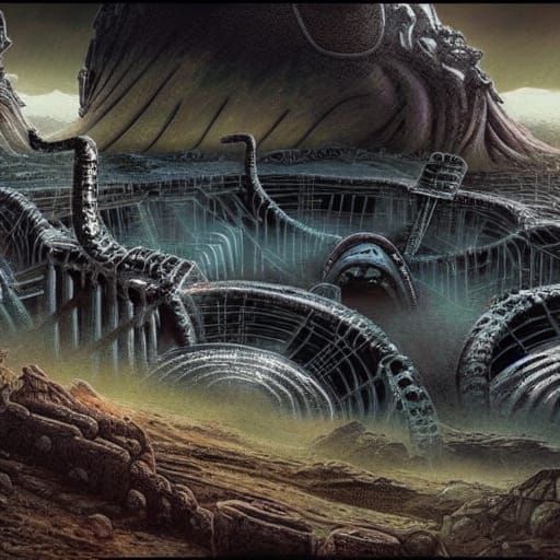 Exploring alien ruins, xenoarchaeology, dig site, futuristic, alien ...