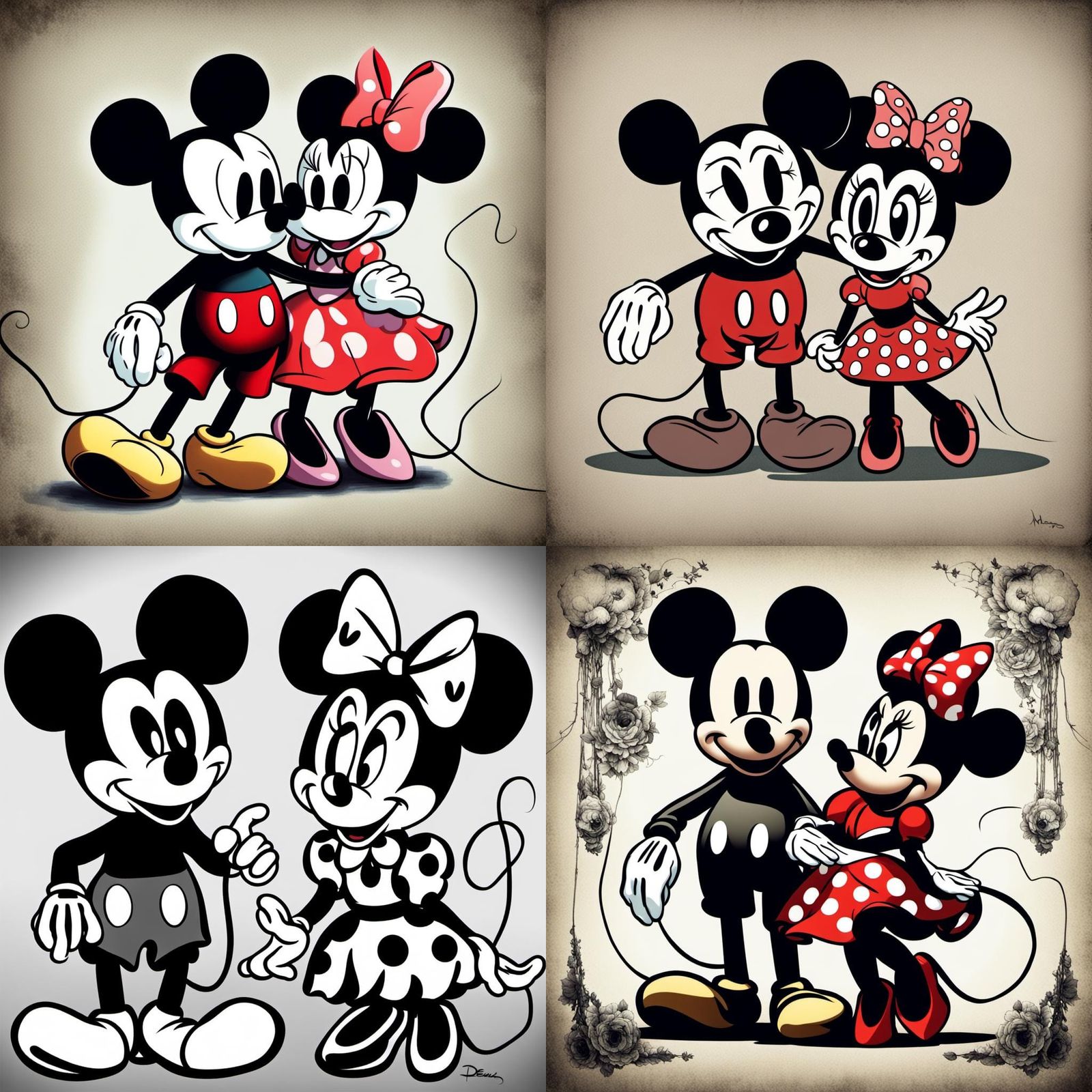 Creepy Mickey and Minnie Mouse - AI Generated Artwork - NightCafe Creator