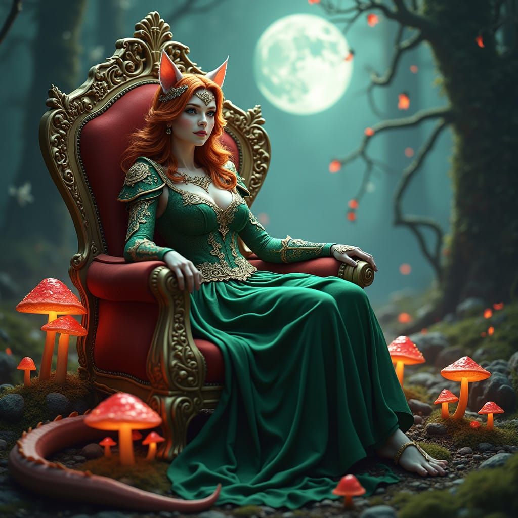 Princess Fiona Cat - Regal Feline Princess in Emerald Armor