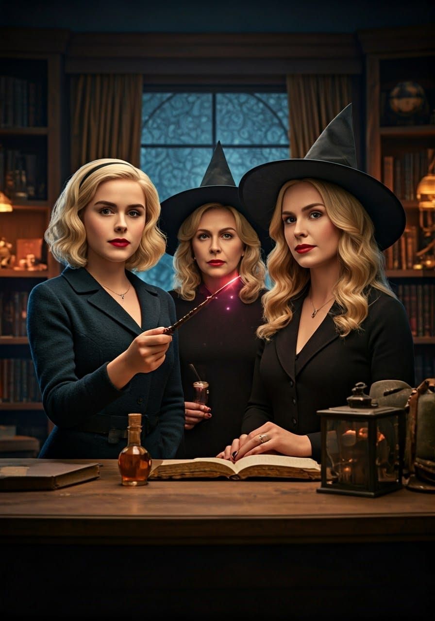 Sabrina the teenage witch, with aunts Hilda and Zelda