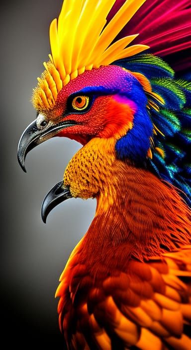 Photograph Portrait of a Amazingly Beautiful Masculine Flaming Phoenix ...