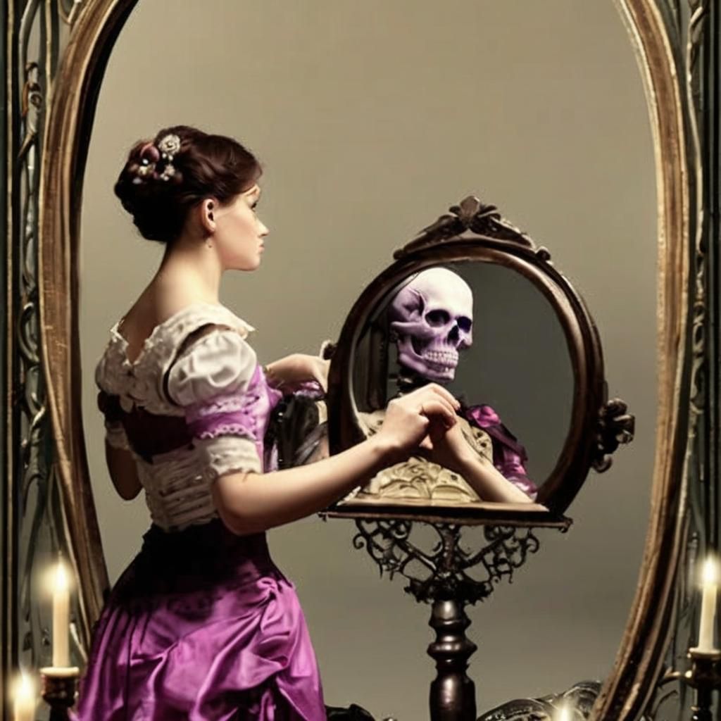 skeleton looking in a mirror Epic cinematic brilliant stunning ...