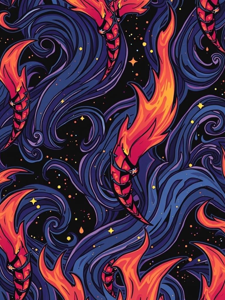 Fire Sprite Noise 2 - Fiery Elemental Being in Glowing Ashes