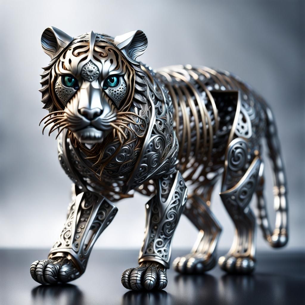 a tiger metal art - AI Generated Artwork - NightCafe Creator