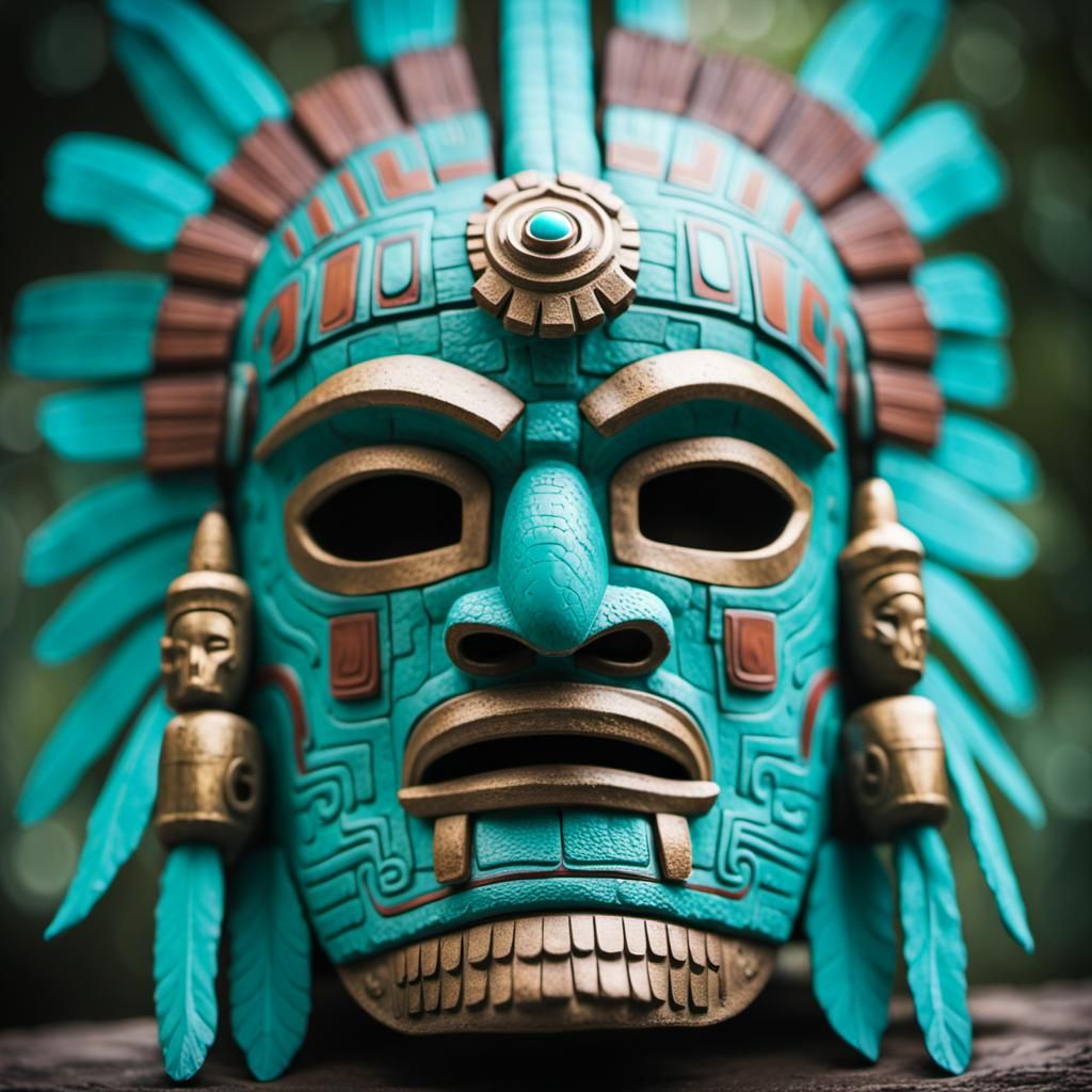 Aztec Turquoise Tlaloc the rain god Mask - AI Generated Artwork ...