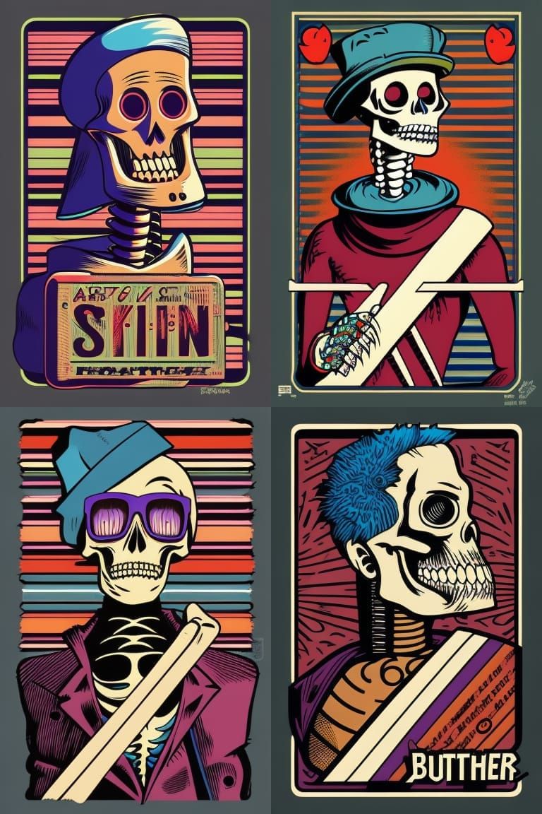 Hipster skeleton Pop Art - AI Generated Artwork - NightCafe Creator