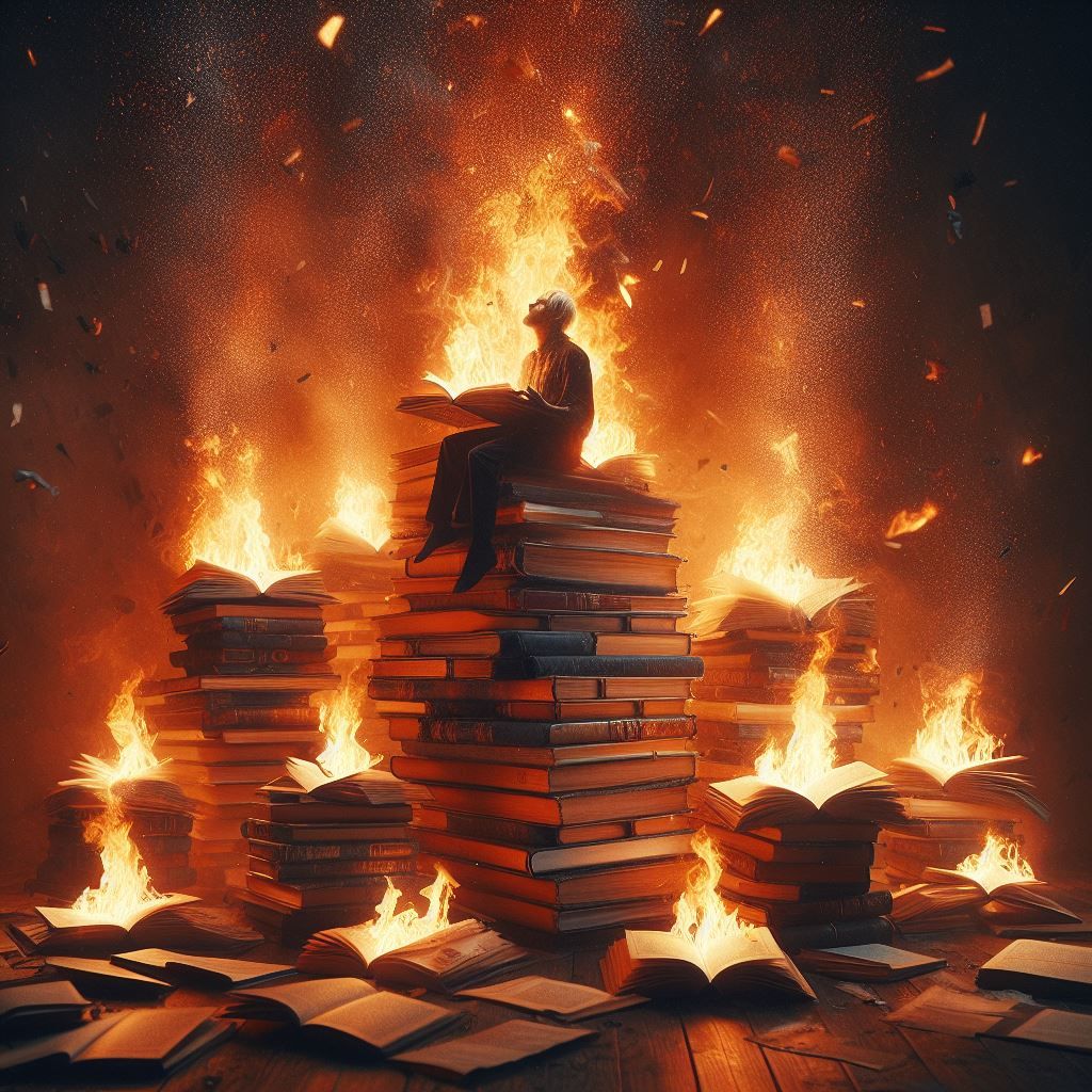 Books burn badly but they can set your heart aflame - AI Generated ...