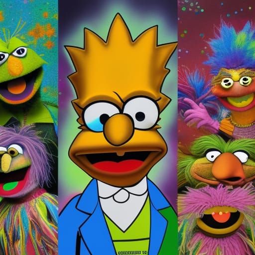 Bart Muppet - Psychedelic Muppets in a Colorful Galaxy