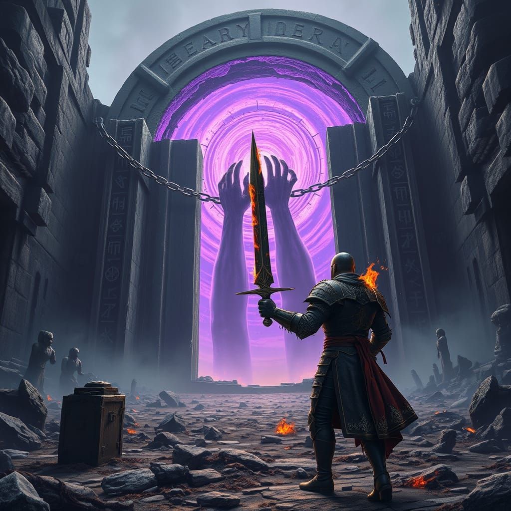 The Abyssal Gate - Epic Fantasy Portal Scene in Dark, Gothic...