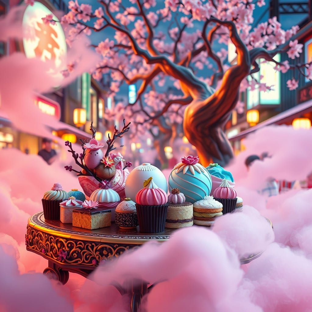 Japanese sweets - Surreal Tokyo Food Scene in Concept Art St...
