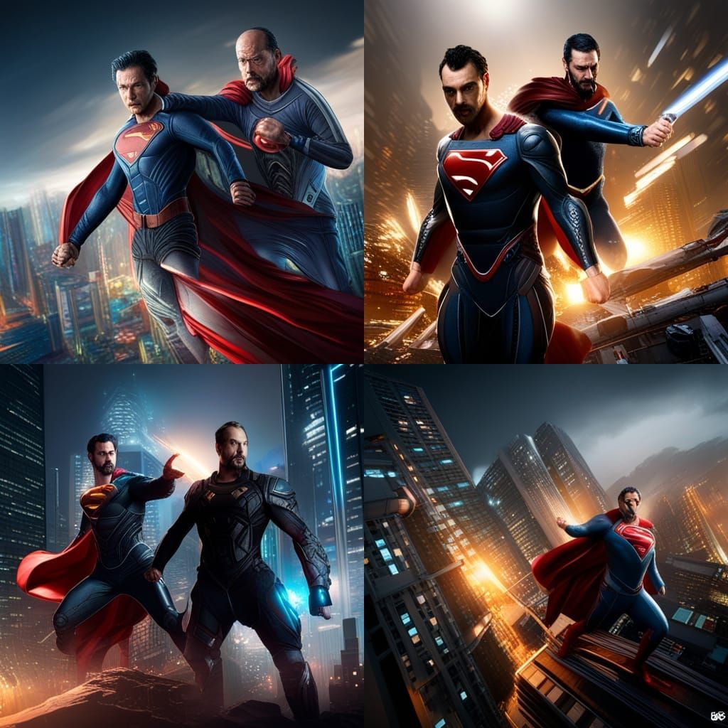 Superman Fights General Zod in Hong Kong - AI Generated Artwork ...