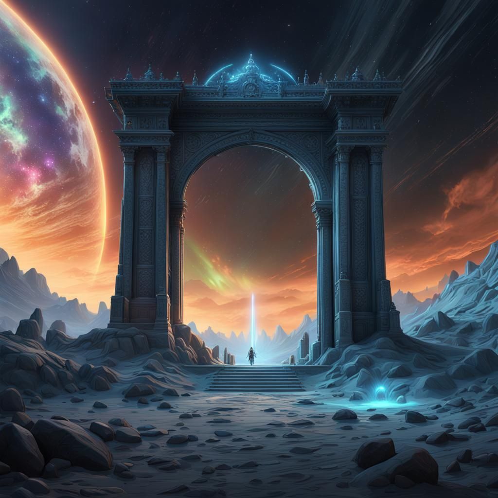 gateway to heaven, small, Anemoiacore, Detailed Painting, long shot ...