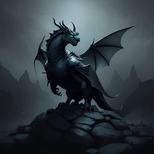 The Shadow Wyvern - Dark Castle Wyvern in Foreboding Shadows