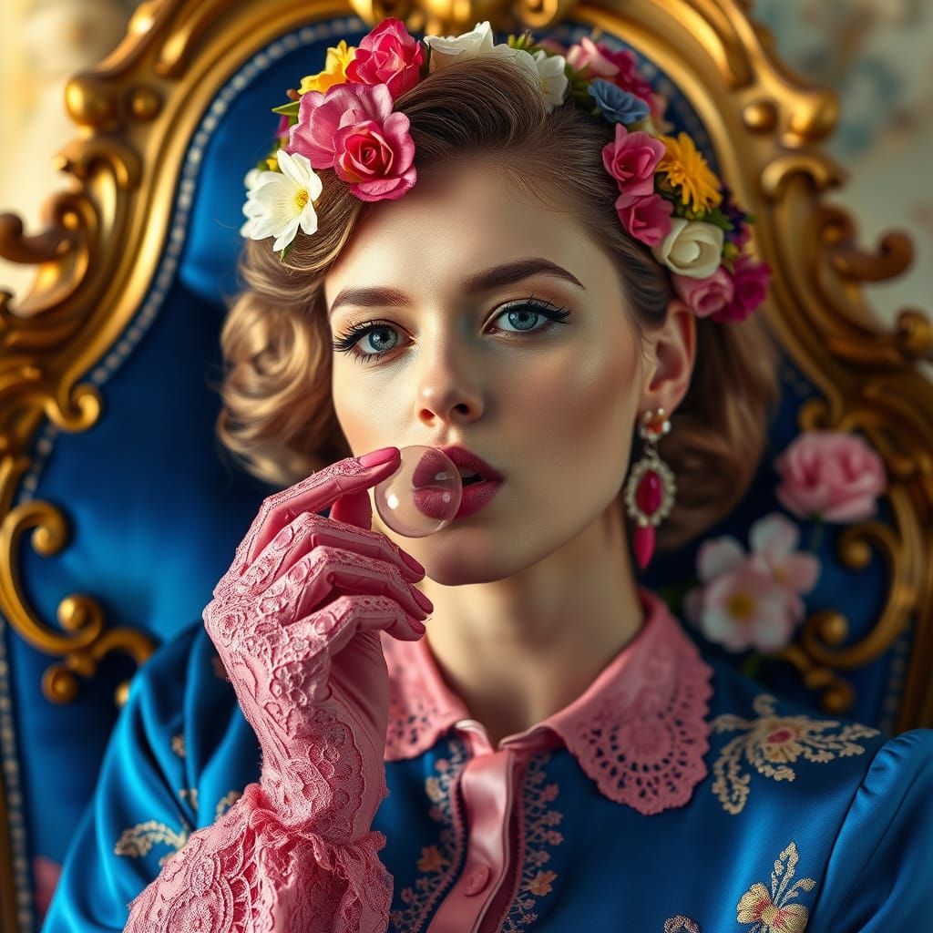 Enchanting Surreal Scene of a Girl Blowing a Bubbl... - AI Art