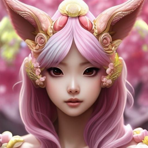 Pink kitsune girl - AI Generated Artwork - NightCafe Creator