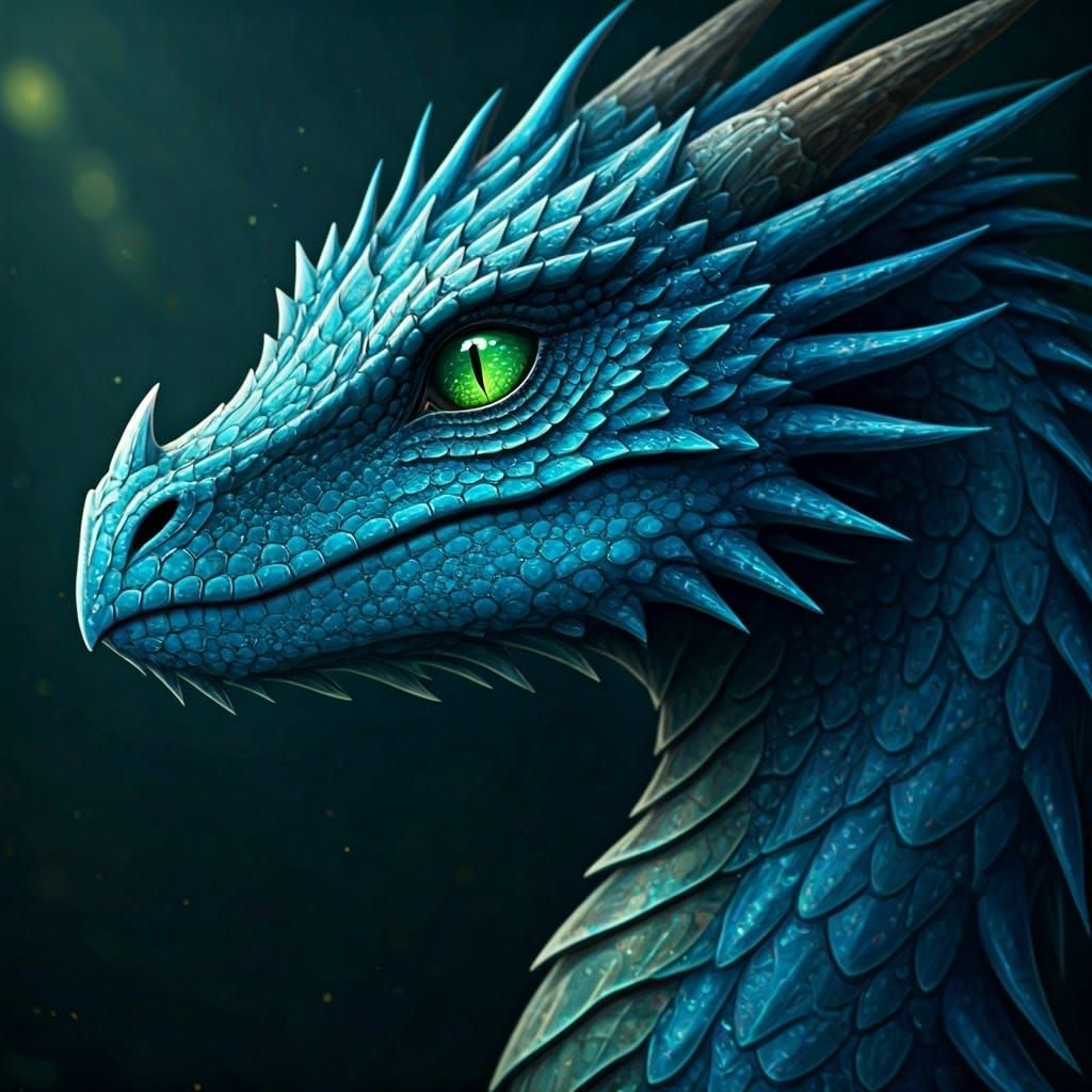 Emerald eyes - Cyan Dragon in Emerald Gaze