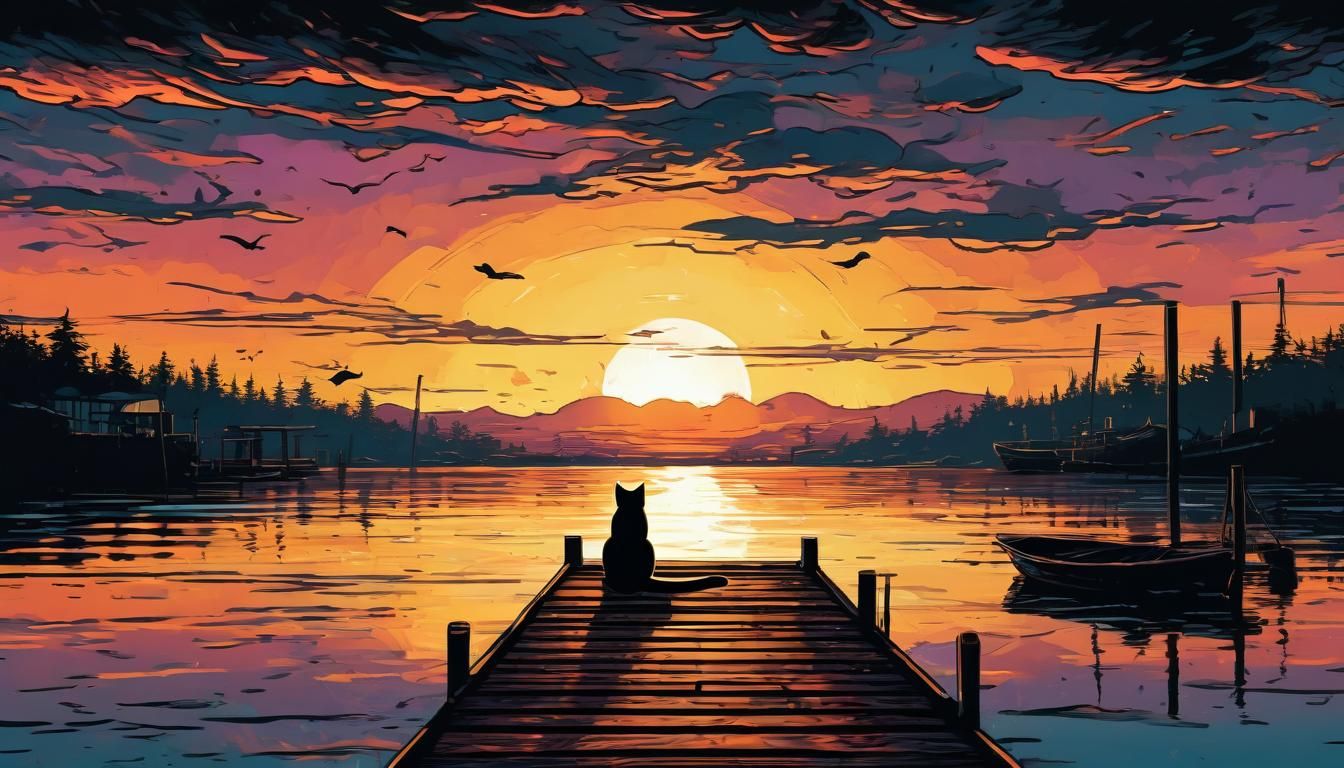 Sunset Cat - AI Generated Artwork - NightCafe Creator