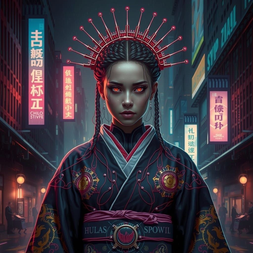 A cyberpunk princess - Cyberpunk Princess in Gritty Futuris...