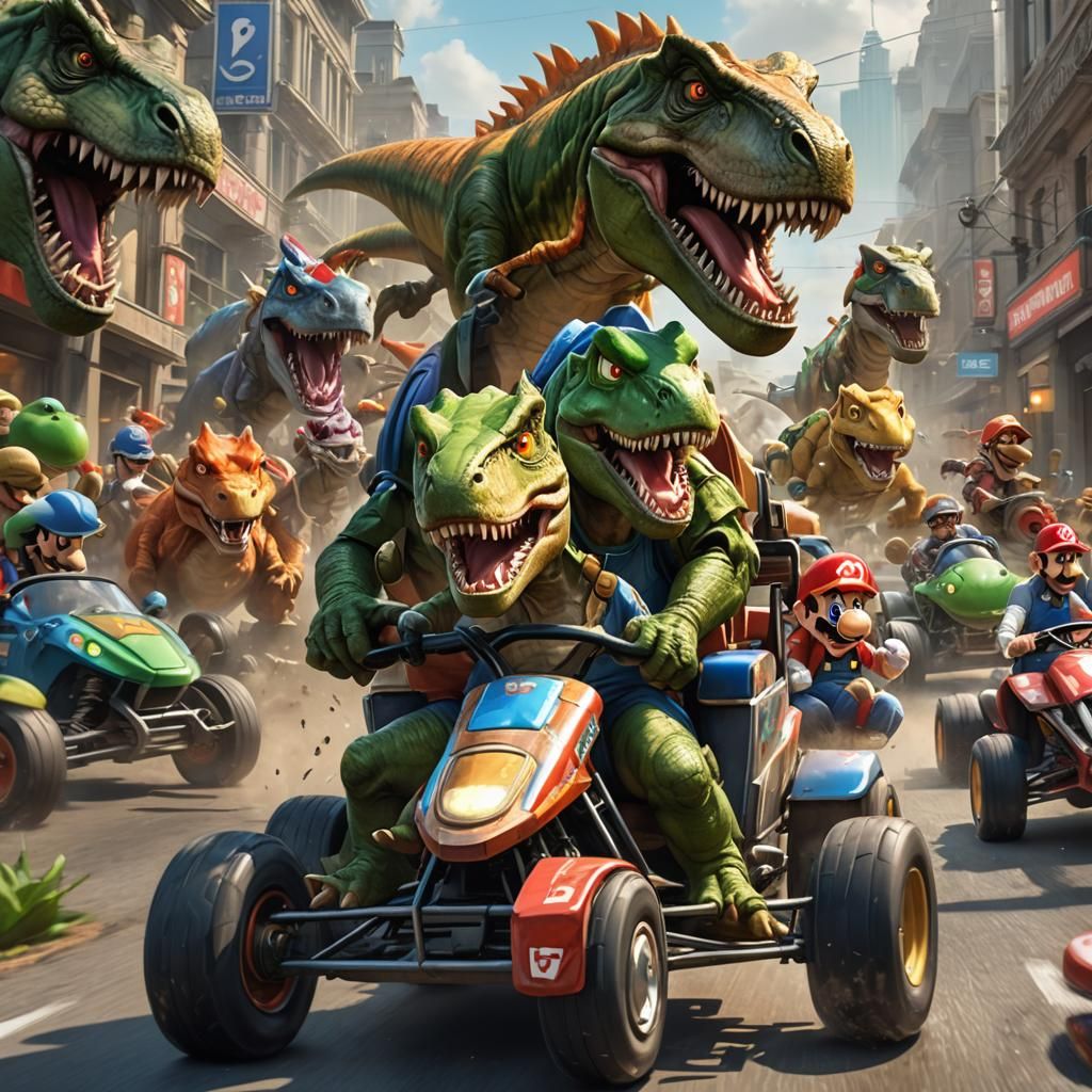 Super T-Rex cart 🚗🦖 - AI Generated Artwork - NightCafe Creator