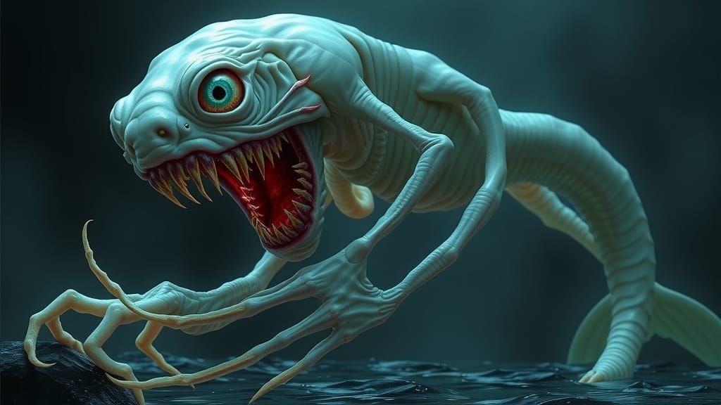 Grotesque Mermaid Creature in Dark Fantasy Aesthet... - AI Art
