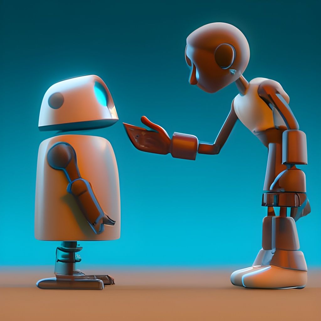 a friendly robot helping a human - AI Generated Artwork - NightCafe Creator