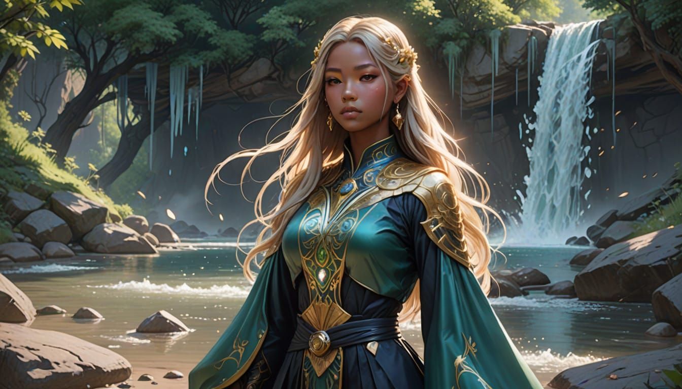 River priestess - River Goddess in Solarpunk Attire