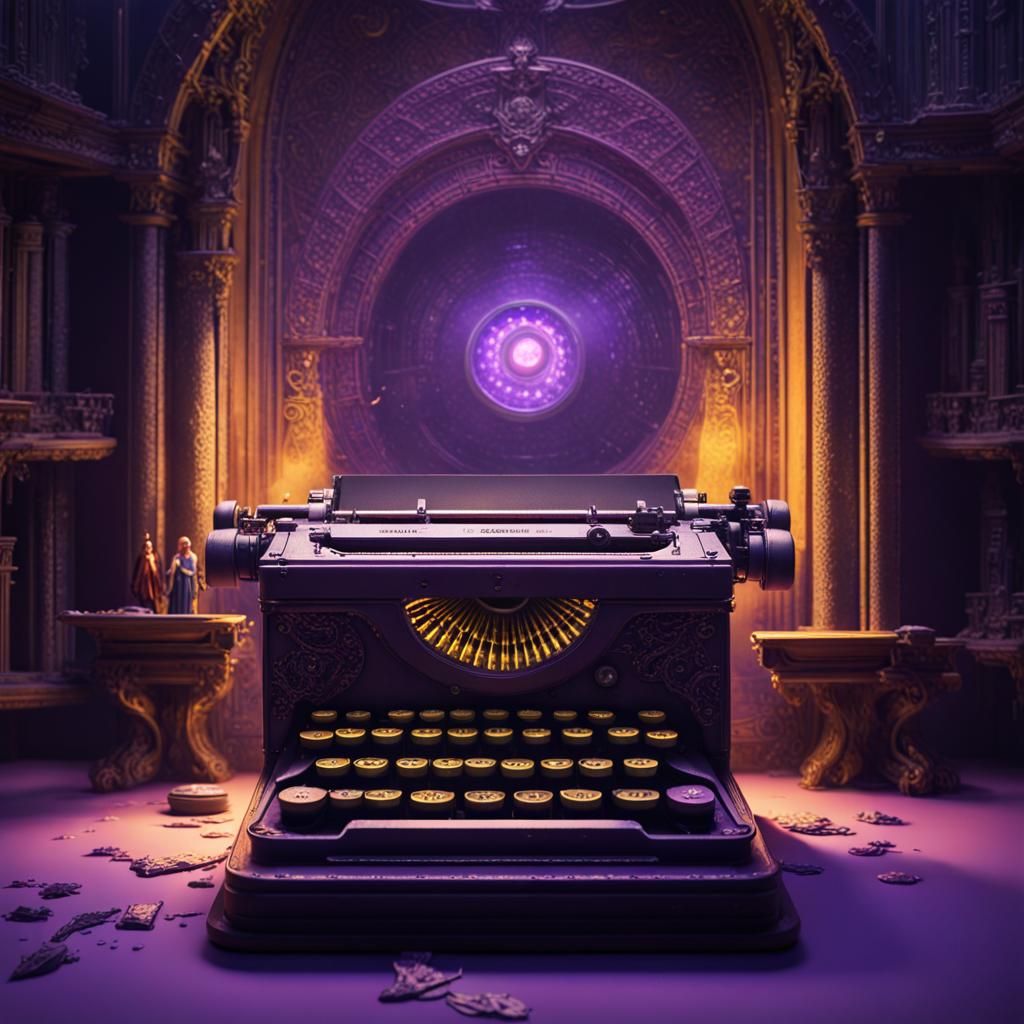 haunted typewriter creating portal into a magical world a masterpiece ...