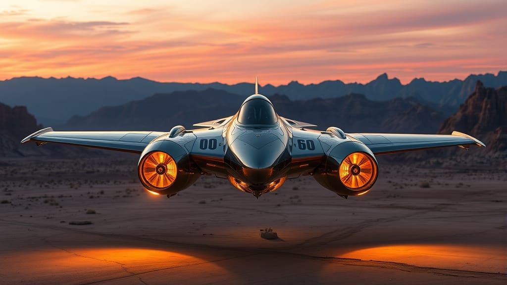 Retro-Futuristic Fighter Jet with Plasma Thrusters - AI Art