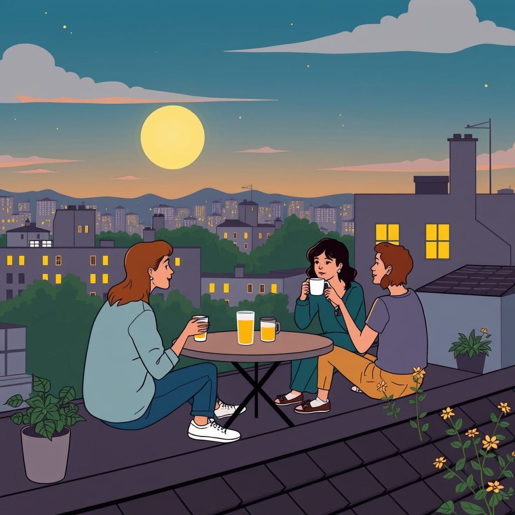 Rooftop Sunset - Stylised Rooftop Scene at Sunset