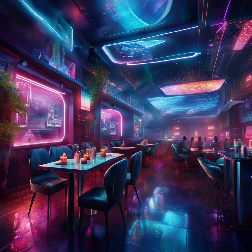 a futuristic night cafe - AI Generated Artwork - NightCafe Creator