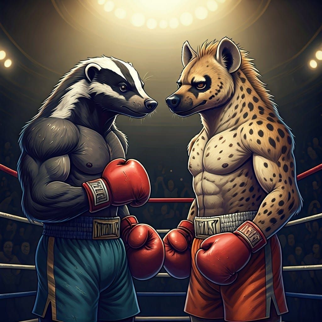 Honey badger vs Hyena as boxers - Anthropomorphic Boxers in ...