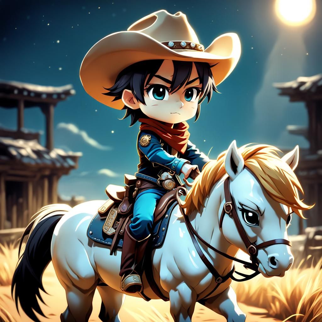 Chibi cowboy riding a pony - AI Generated Artwork - NightCafe Creator