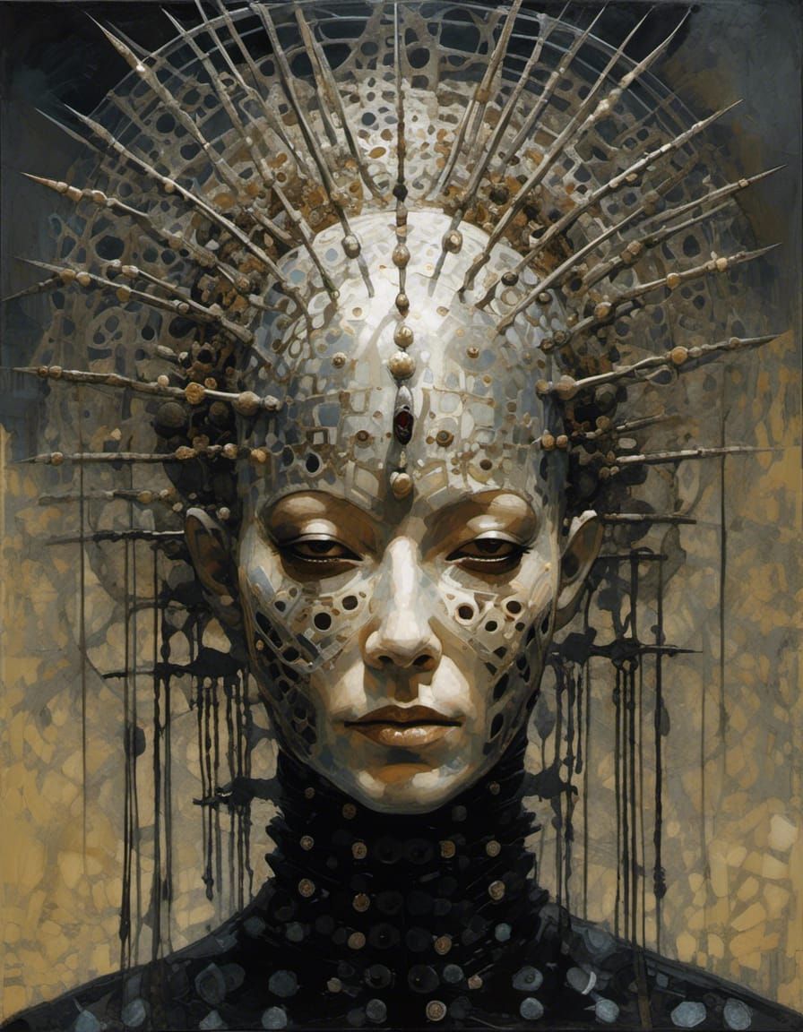 Portrait Pinhead (from Hellraiser), black background, high detailed ...