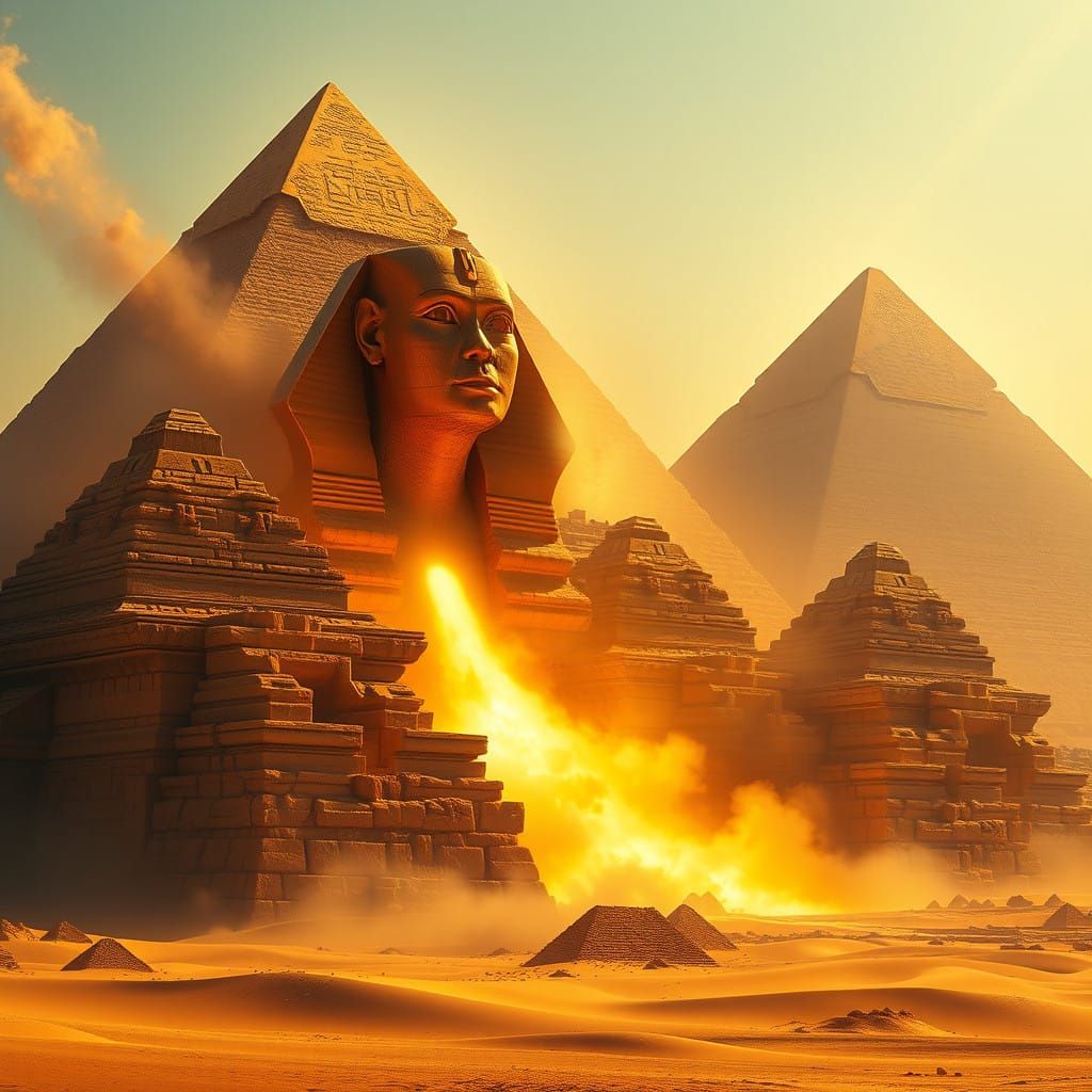 Egyptian Pyramids Blast Off in Epic Cinematic Mast... - AI Art