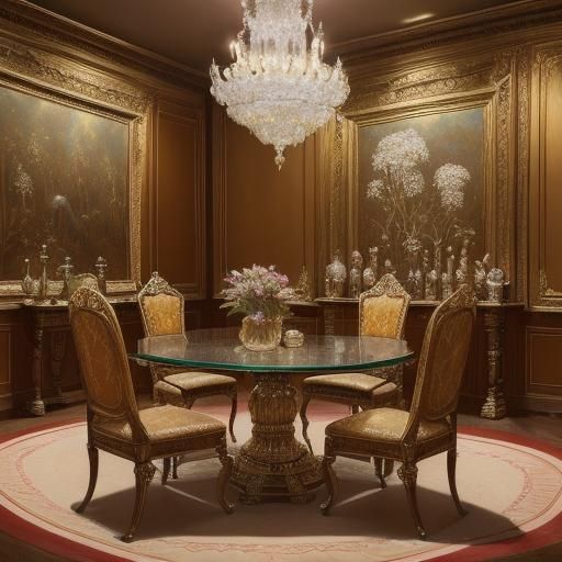 A table with an ornate crystal display - AI Generated Artwork ...