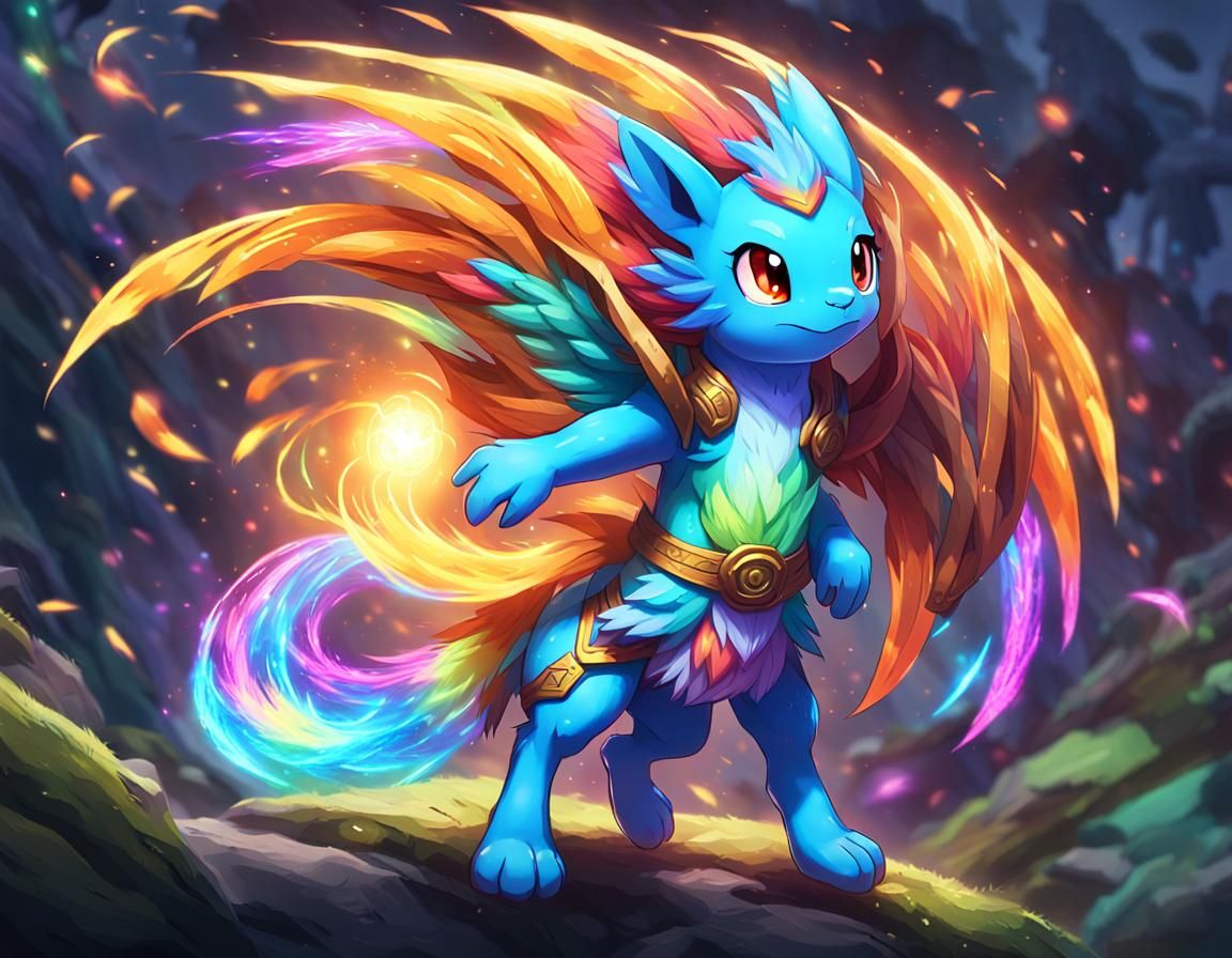 a mignon K-pee 🦋🐲 - Surreal Magical Monk Pokemon in Glowin...