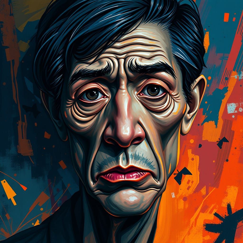 Introspective Face in Expressionist Style - AI Art