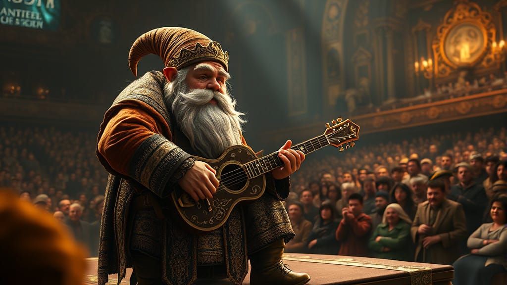 Golden Dwarf Maestro Performs for Enchanted Crowd ... - AI Art