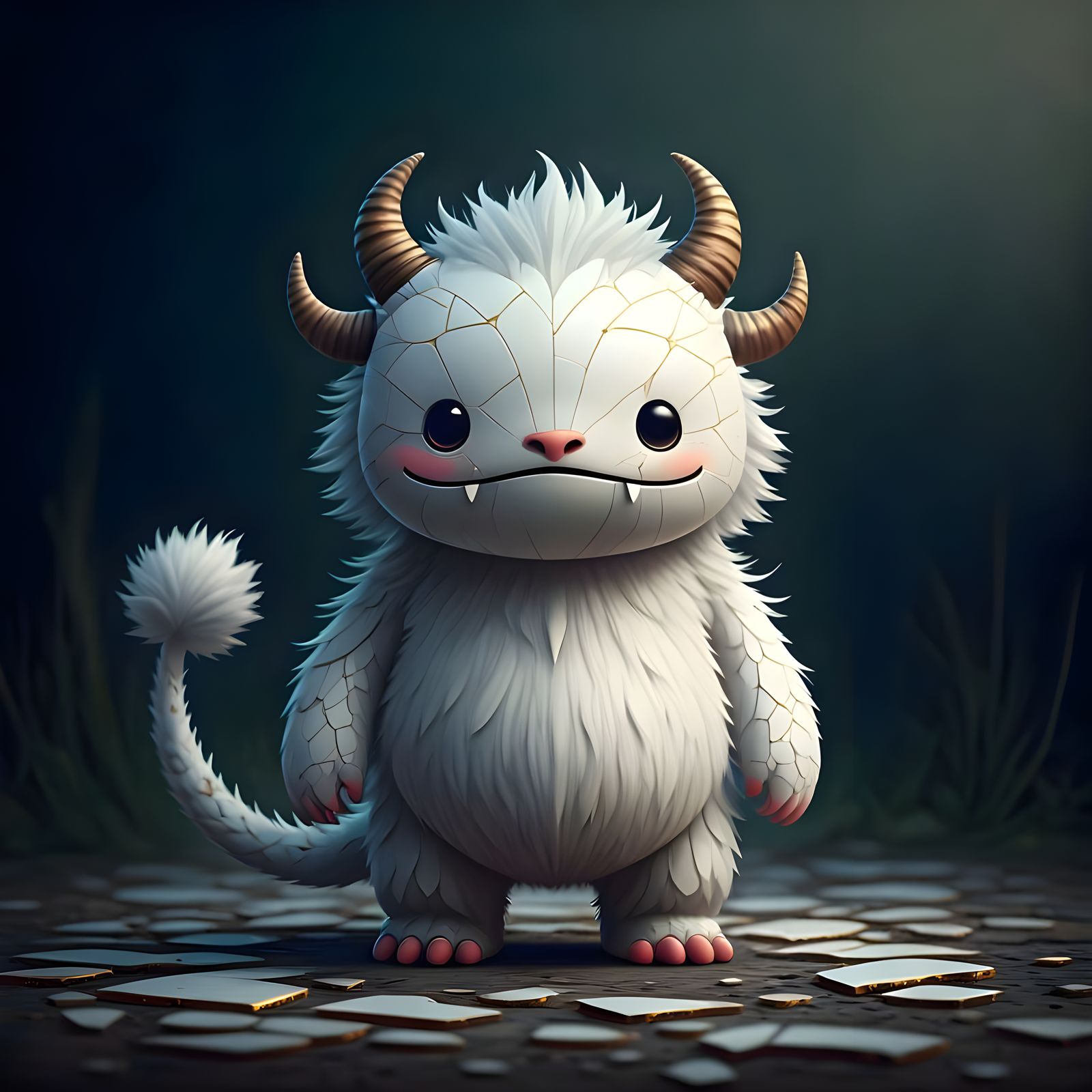 A white porcelain mosaic-style artwork featuring a cute adorable ...