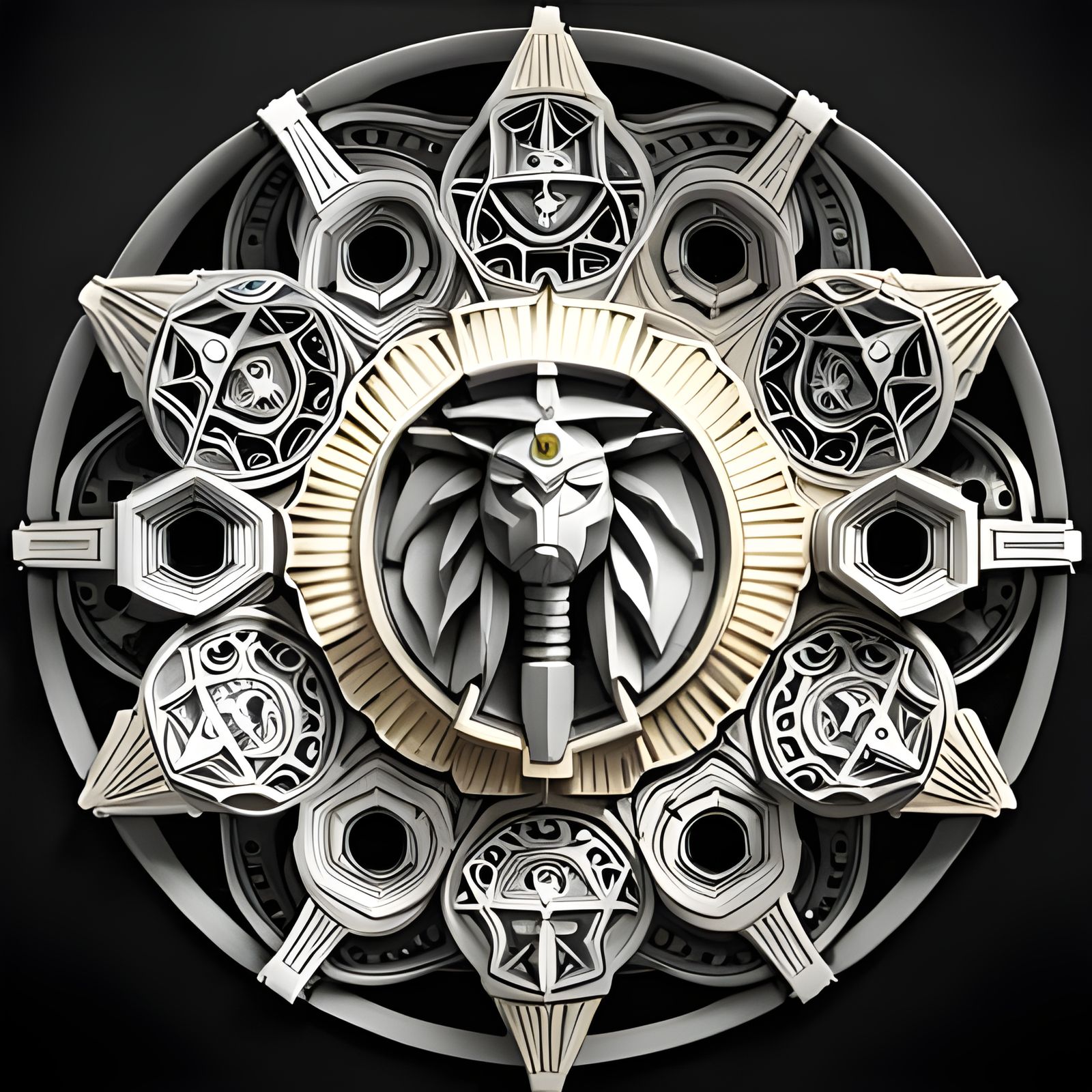 Gallery: Abstract geometric Mesoamerican sculpture 27apr23 - AI ...