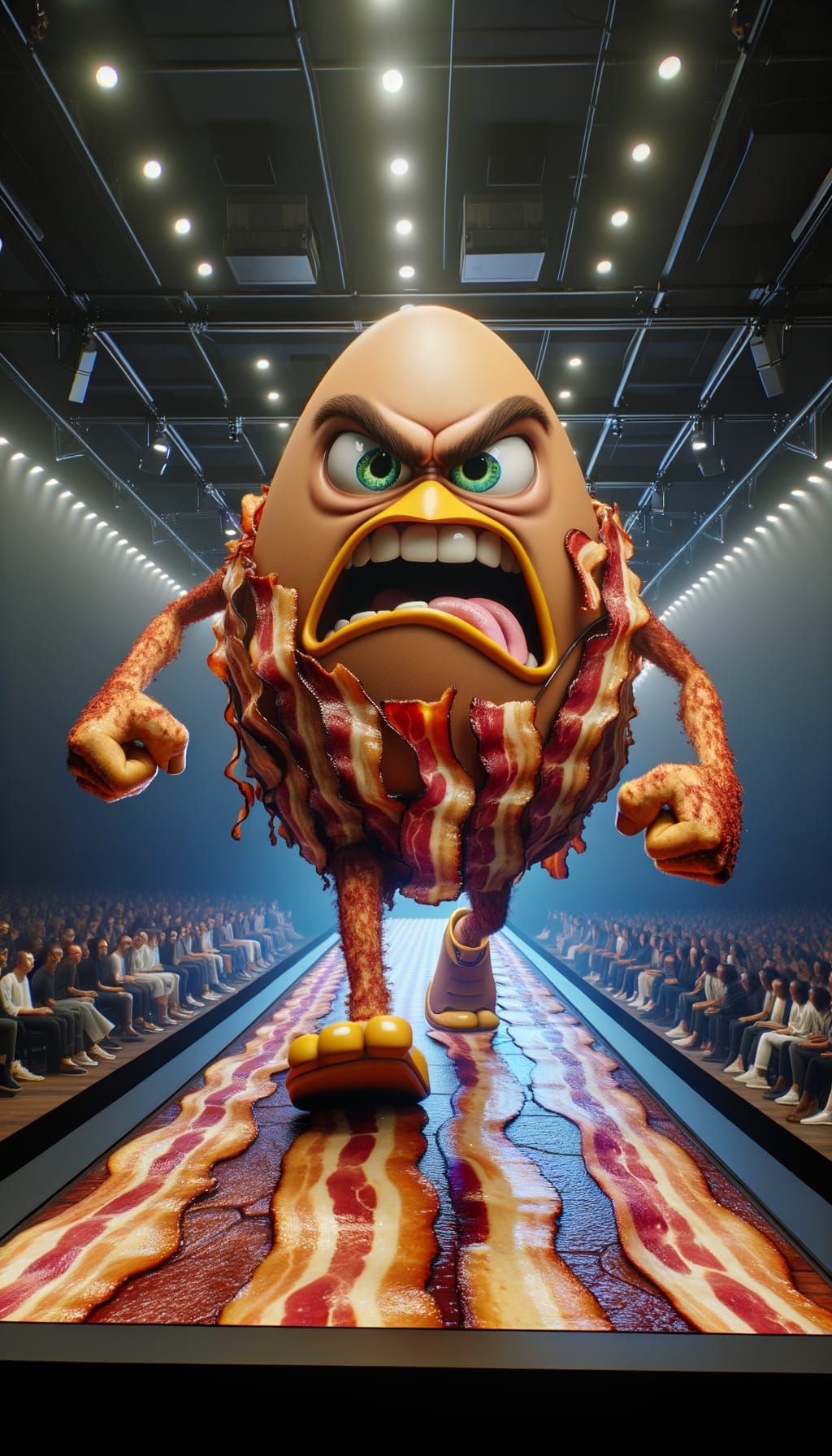 Angry egg fashion week - Angry Egg Struts Down Runway in Bac...