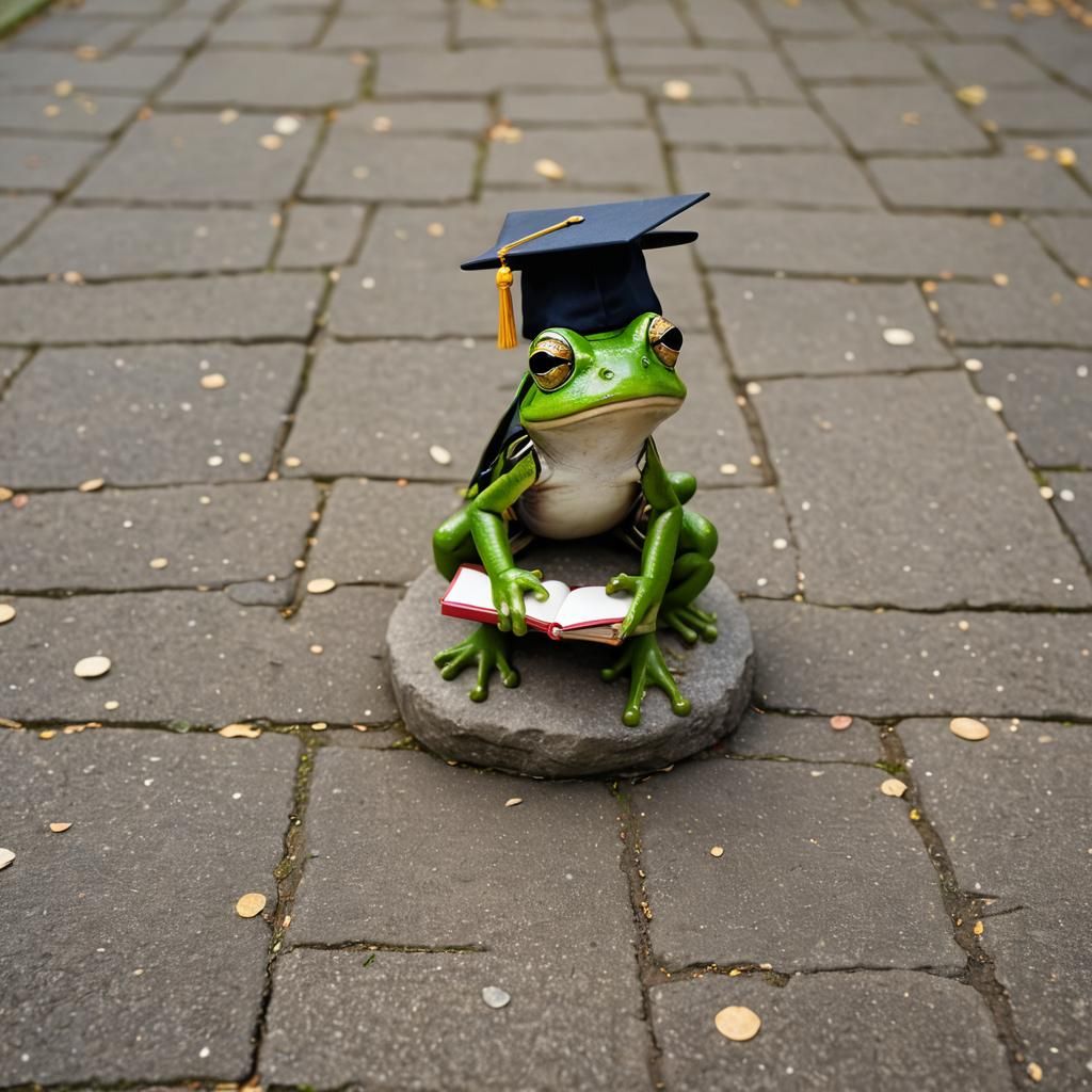 A Clever Graduate Frog in Professional University ... - AI Art