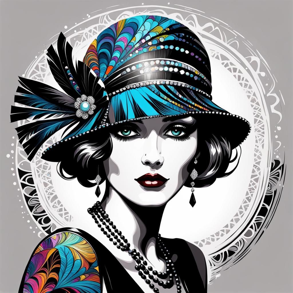 Flapper girl in the style of Fabian Perez. - AI Generated Artwork ...