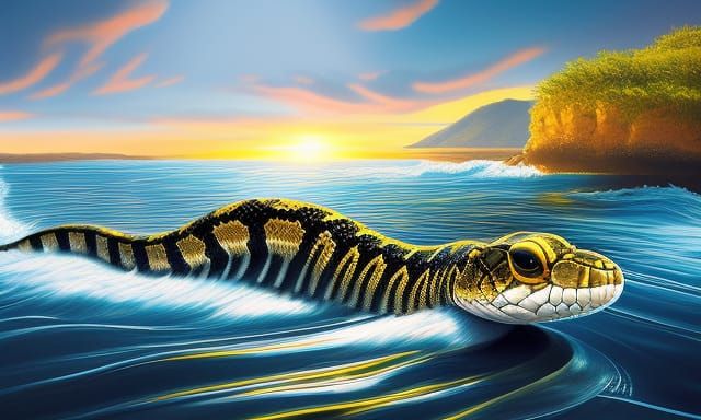Snake swims - AI Generated Artwork - NightCafe Creator