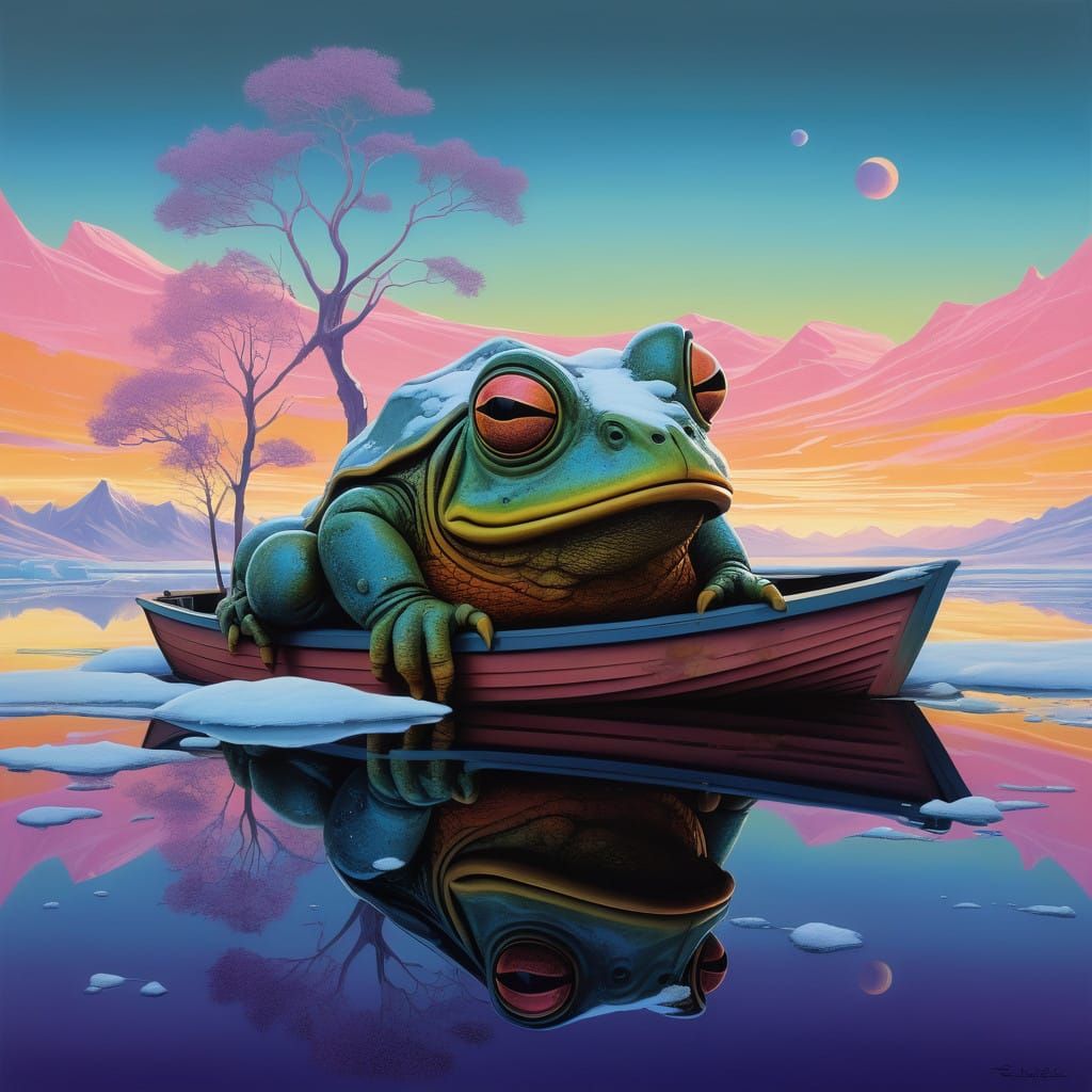 What!?? - Giant Toad Sits on Sinking Boat Trapped in Ice, in...