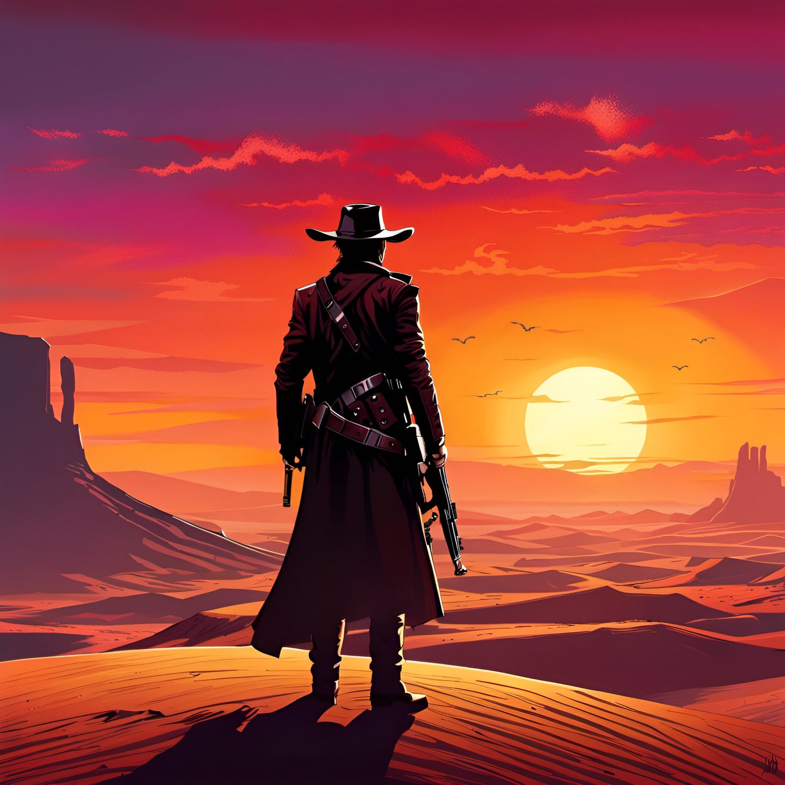 Sunset gunslinger - AI Generated Artwork - NightCafe Creator