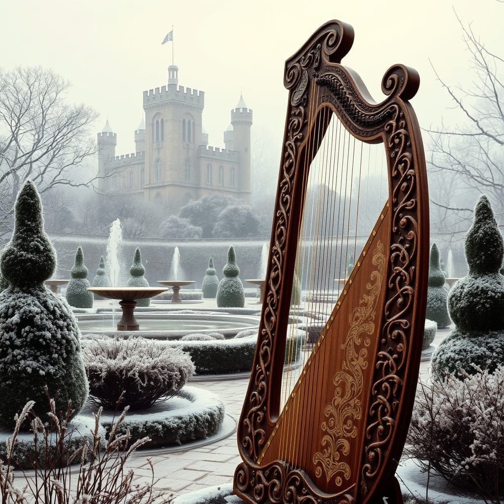 Rinaissance garden XVI - Baroque Harp in an English Winter G...